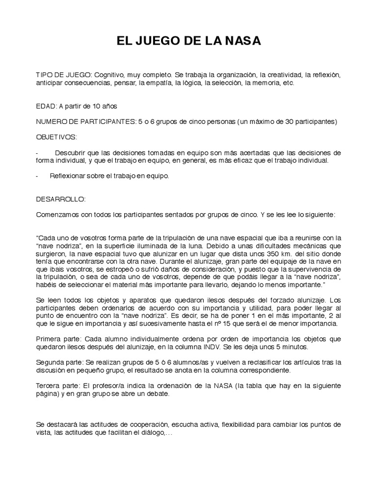 Juego de La Nasa | PDF | Nasa | Luna
