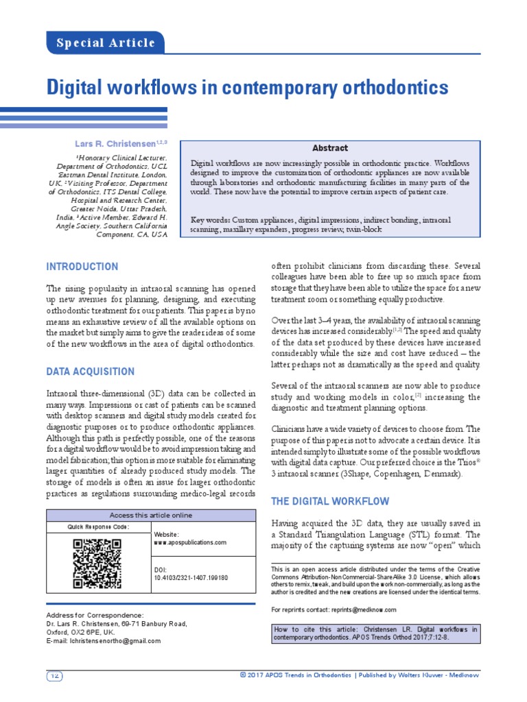 Digital Workflows in Contemporary Orthodontics | PDF | Orthodontics ...