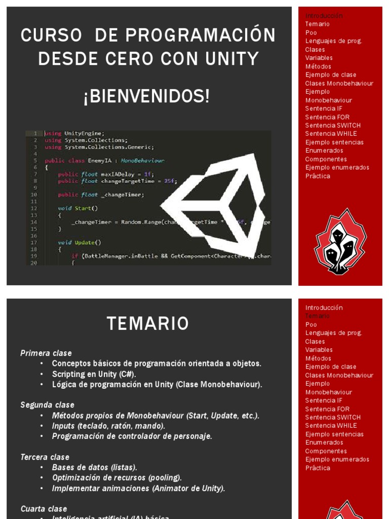 CURSO DE PROGRAMACIÓN desde cero con unity.pdf | Lenguaje de ...