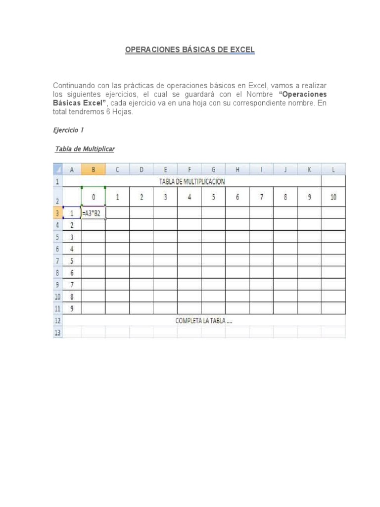 Ejercicio Operaciones Básicas 3 | PDF