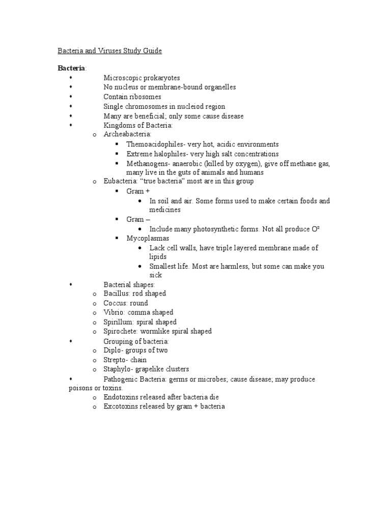 Bacteria and Viruses Study Guide | Download Free PDF | Virus | Bacteria