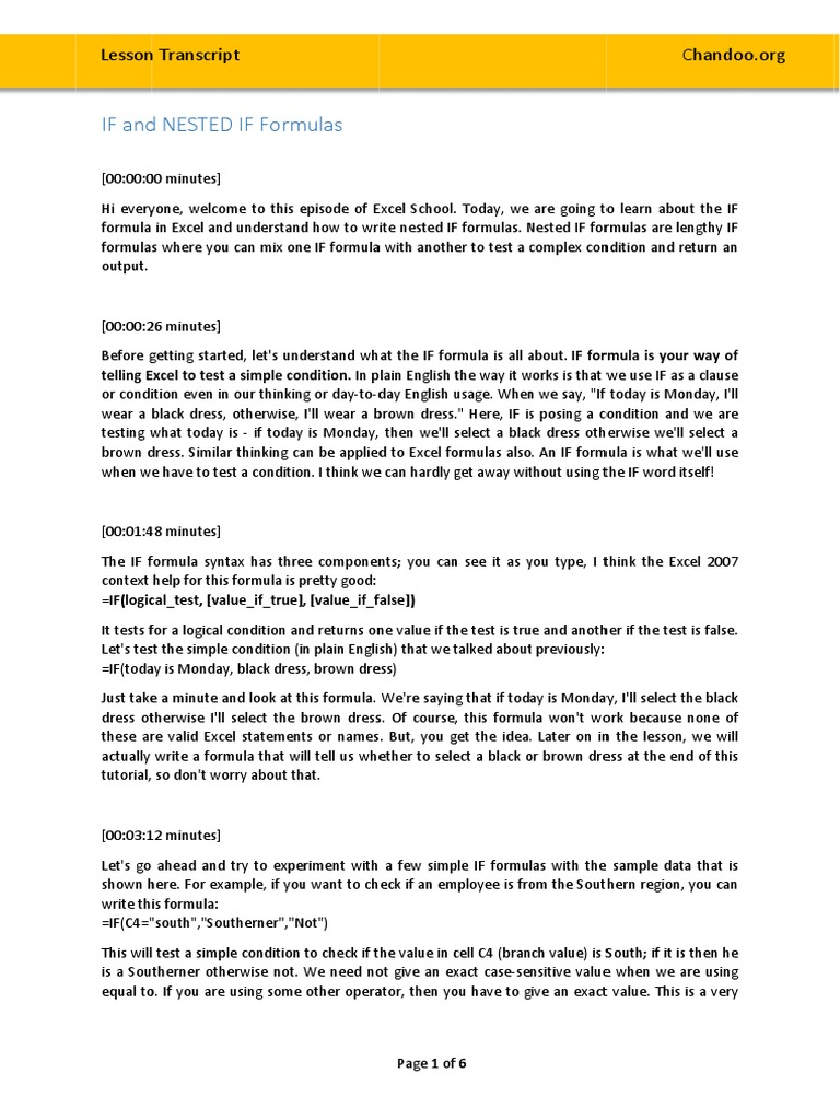 IF and NESTED IF Formulas | Download Free PDF | Formula | Formalism ... IF and NESTED IF Formulas | Download Free PDF | Formula | Formalism ...