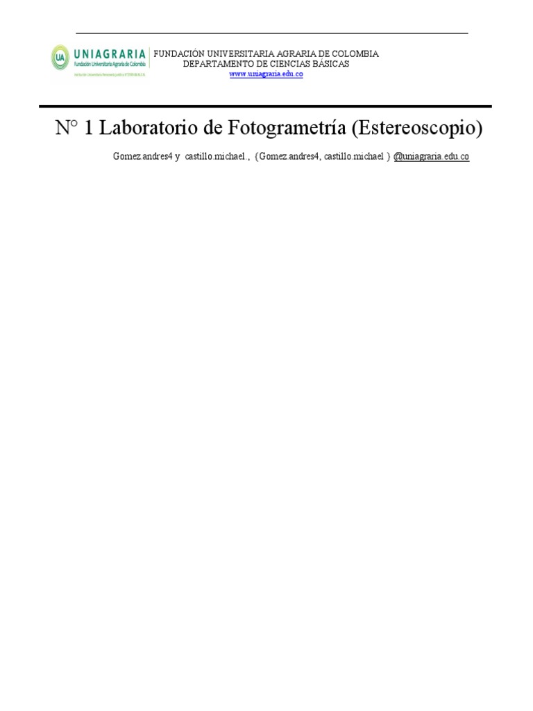 Laboratorio 1 Fotogrametria Final | PDF | Sentidos | Visión por computador