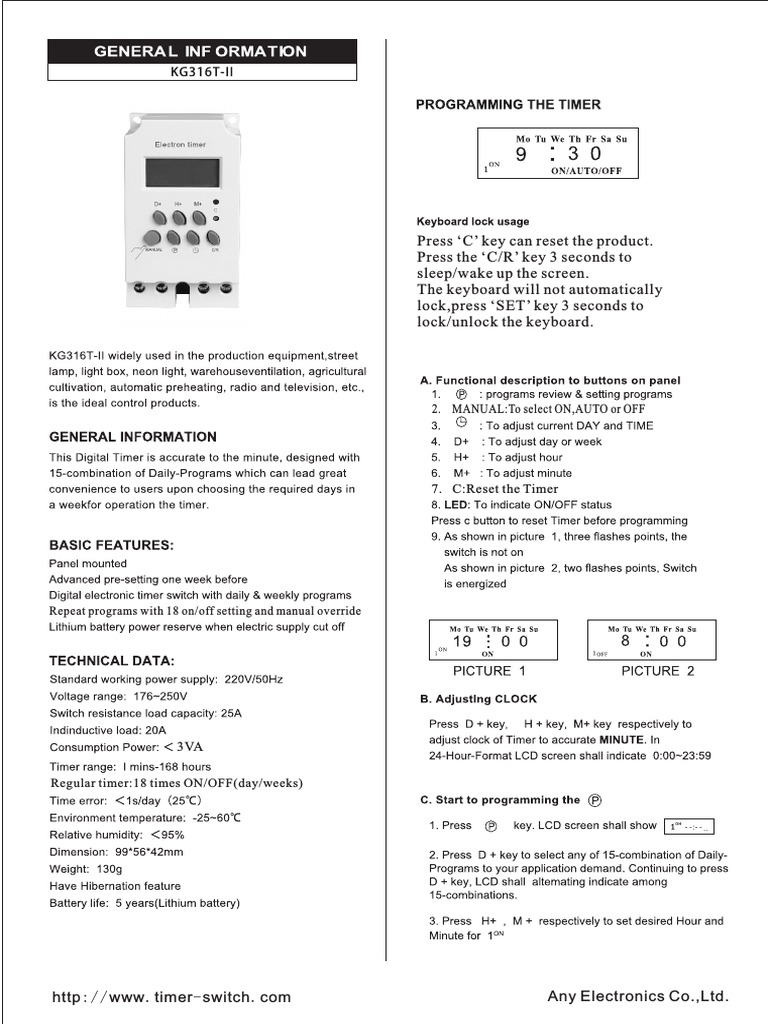 KG316T-II Timer Switch Manual | PDF