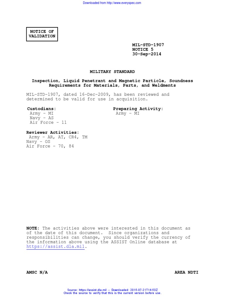 Mil STD 1907 - Notice 5 | PDF