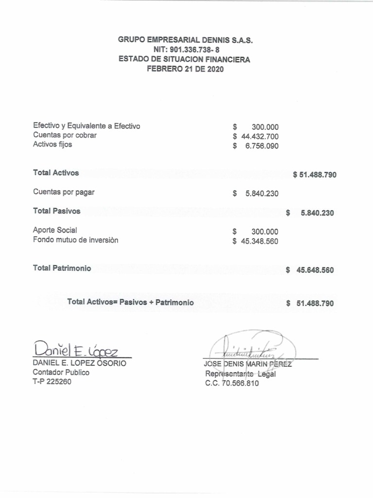 Balance Inicial Firmado | PDF