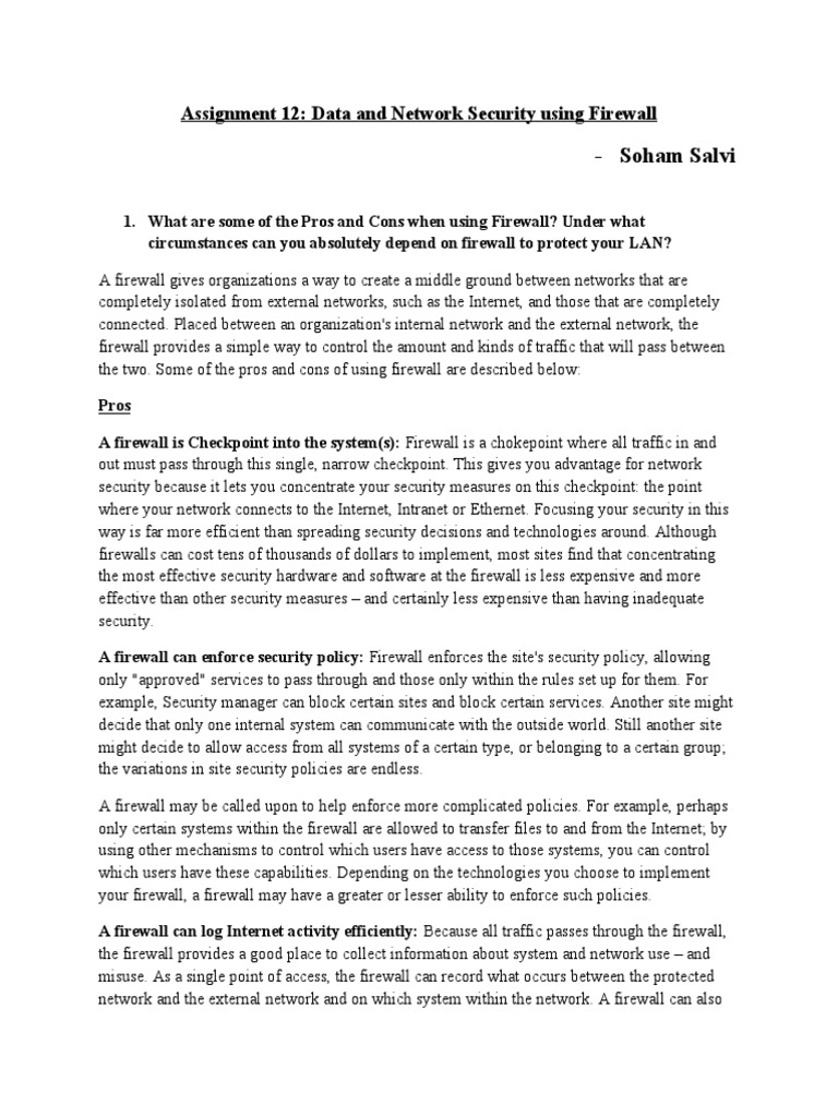 Firewall Assignment Pdf Computer Network Virtual Private Network
