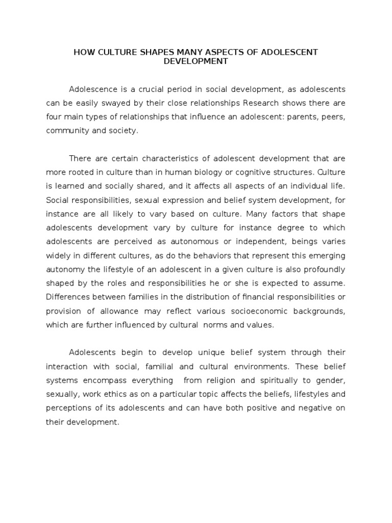 Cultural Impact on Teen Growth | PDF