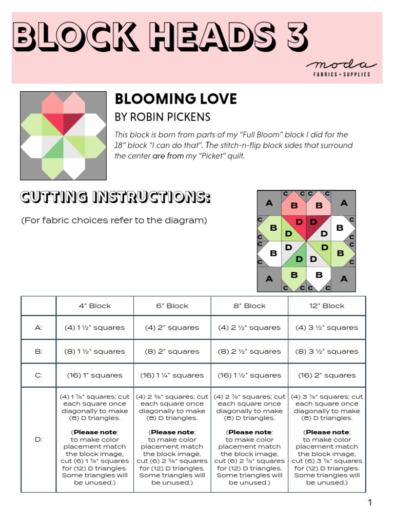 BH3 11 Robin Pickens Blooming Love | PDF | Seam (Sewing) | Sewing