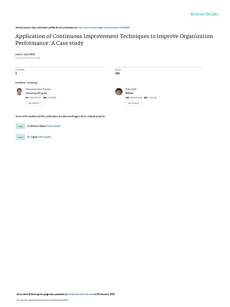 Application of Continuous Improvement Techniques To Improve ...