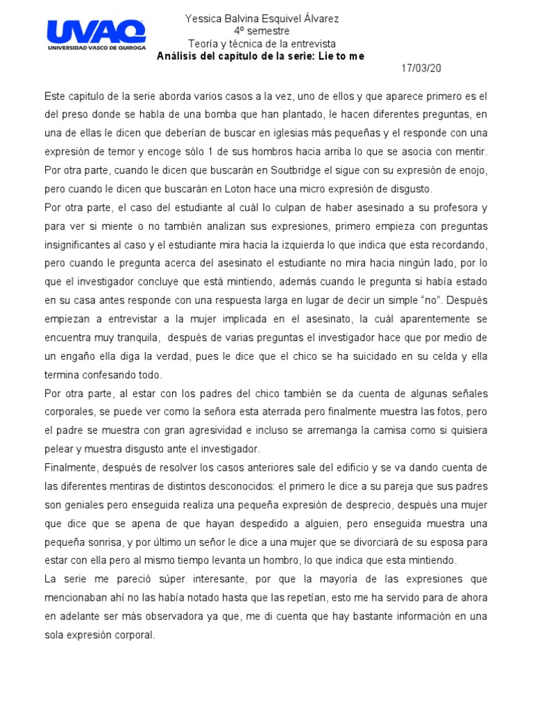Analisis de La Serie Lie To Me | PDF