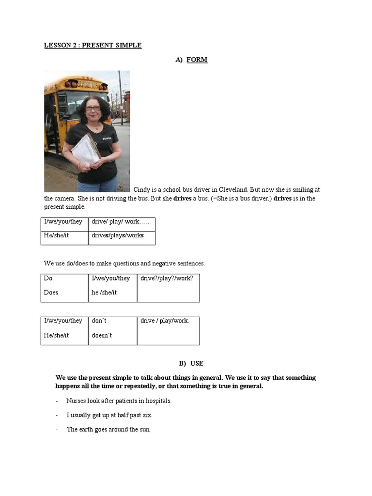 Lesson 2 Present Simple | PDF | Grammar | Syntax