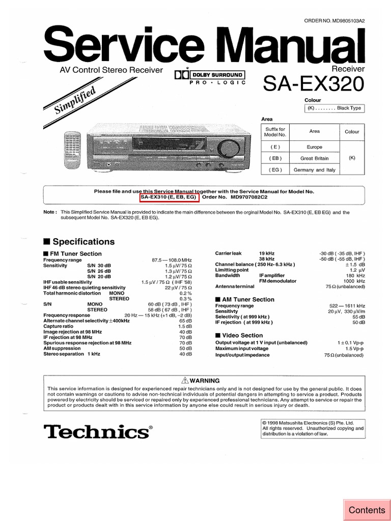 Technics Sa-Ex320 e Eb Eg SM | PDF
