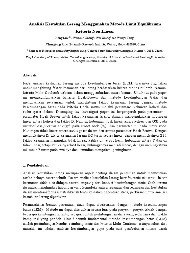 Jurnal Analisis Kestabilan Lereng Menggunakan Metode Limit Equilibrium | PDF
