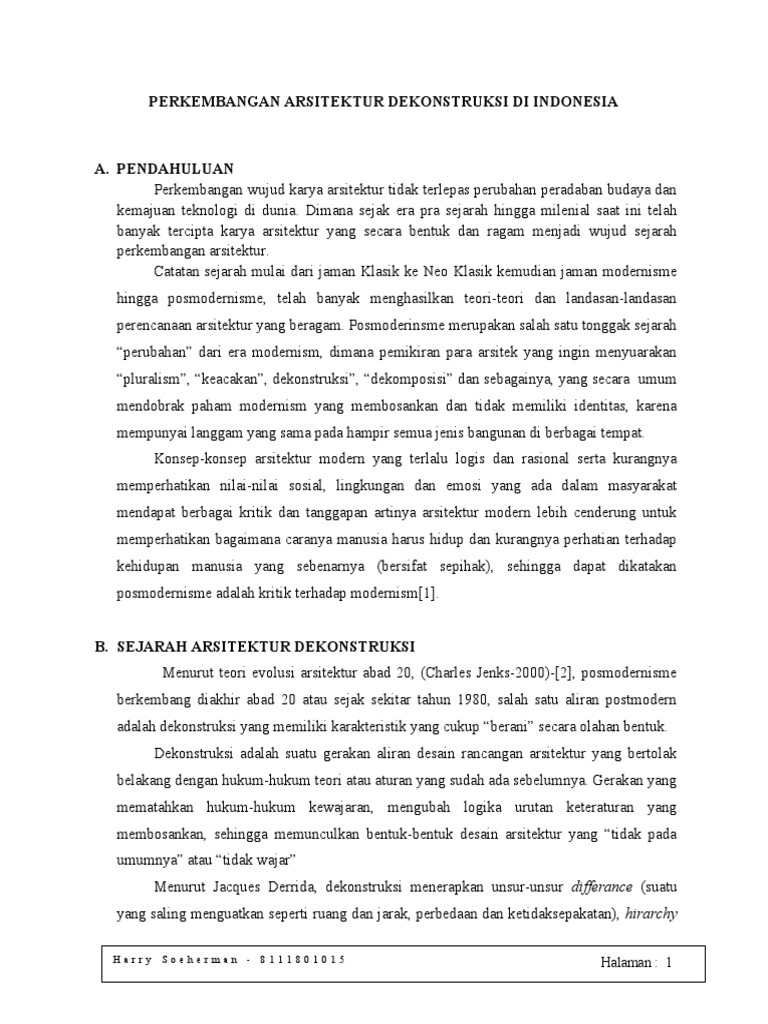 Perkembangan Arsitektur Dekonstruksi Di Indonesia PDF | PDF Perkembangan Arsitektur Dekonstruksi Di Indonesia PDF | PDF