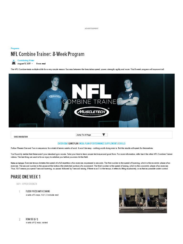NFL Combine Trainer - 8-Week Program | PDF | Athletic Sports | Physical ...