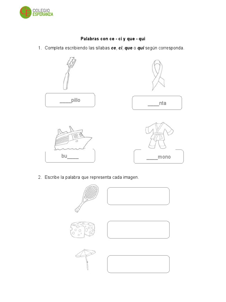 Actividades con ce, ci, que y qui | PDF | Artes del Lenguaje y Comunicación