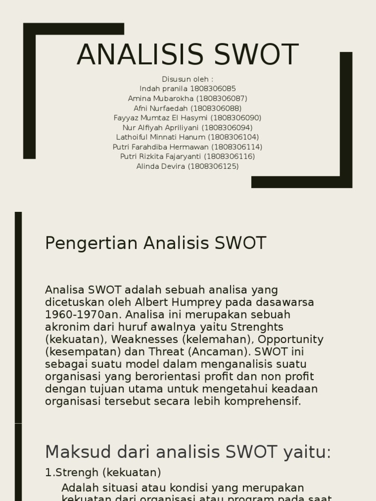 Analisis SWOT Kel. 3 | PDF