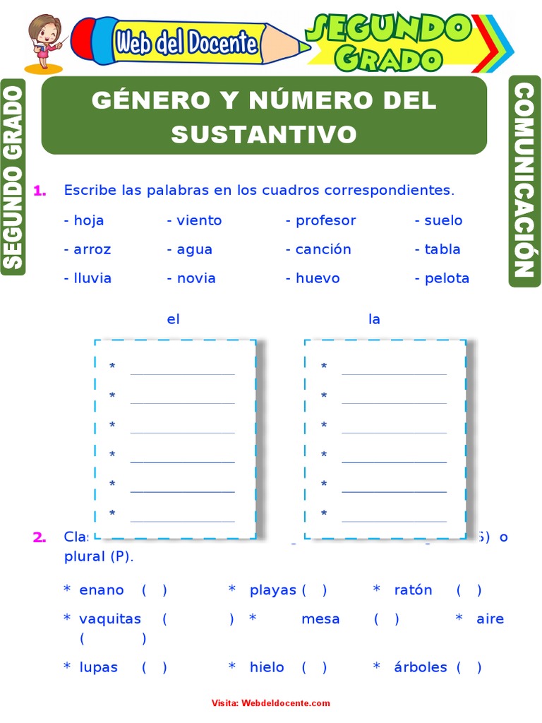 Número y Género Del Sustantivo para Segundo Grado de Primaria | PDF