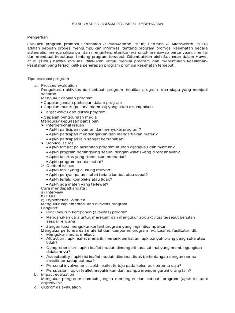 Evaluasi Program Promosi Kesehatan | PDF
