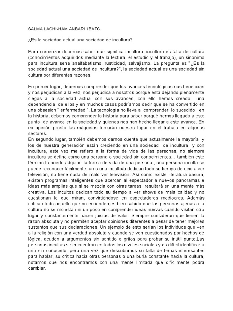 Sociedad Actual: ¿Incultura Dominante? | PDF | Teorías filosóficas | Verdad