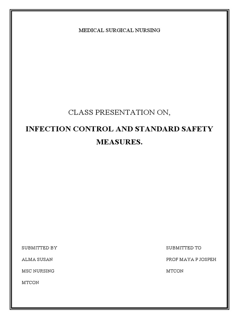 Infection Control and Safety Measures | PDF | Transmission (Medicine ...