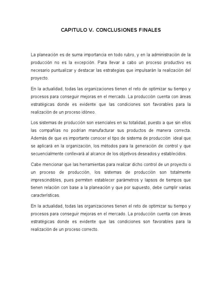 Capitulo V Conclusiones | PDF