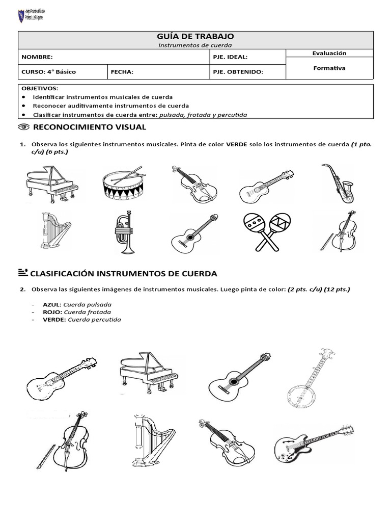 Guía de trabajo-INSTRUMENTOS DE CUERDA | PDF | Instrumentos de cuerda ...
