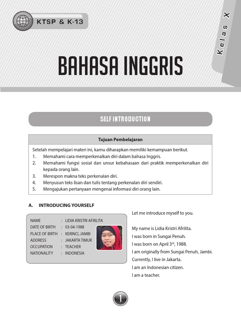 Self Introduction Bagian 1 0 Pdf Pdf Indonesian Language Question