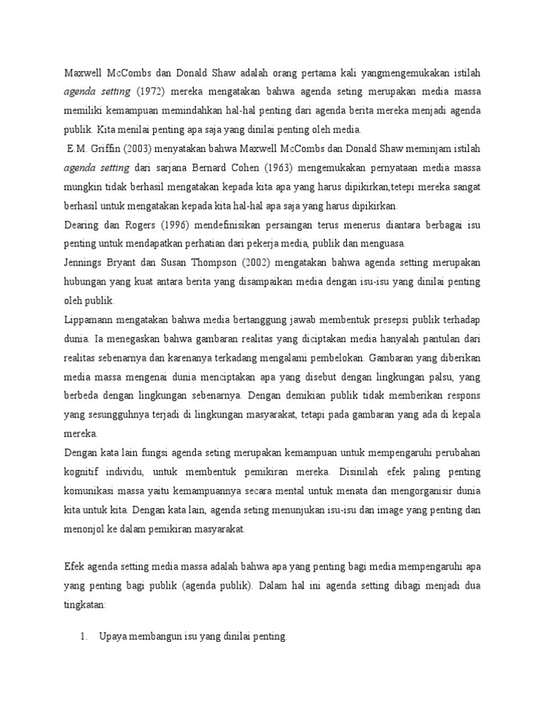 Teori Agenda Setting | PDF