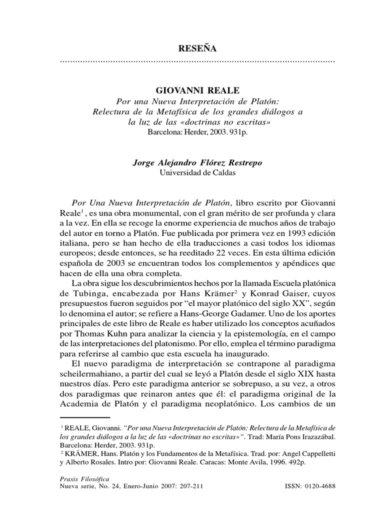 Giovanni Reale | PDF | Platón | Paradigma