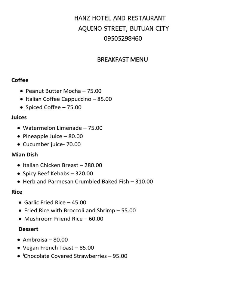 MENU (FBS) RECIPE PDF | PDF | Coleslaw | Salad