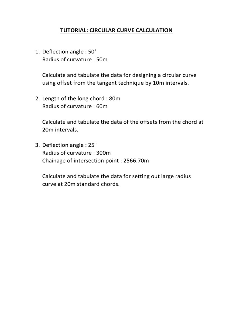 Circular Curve Calculation