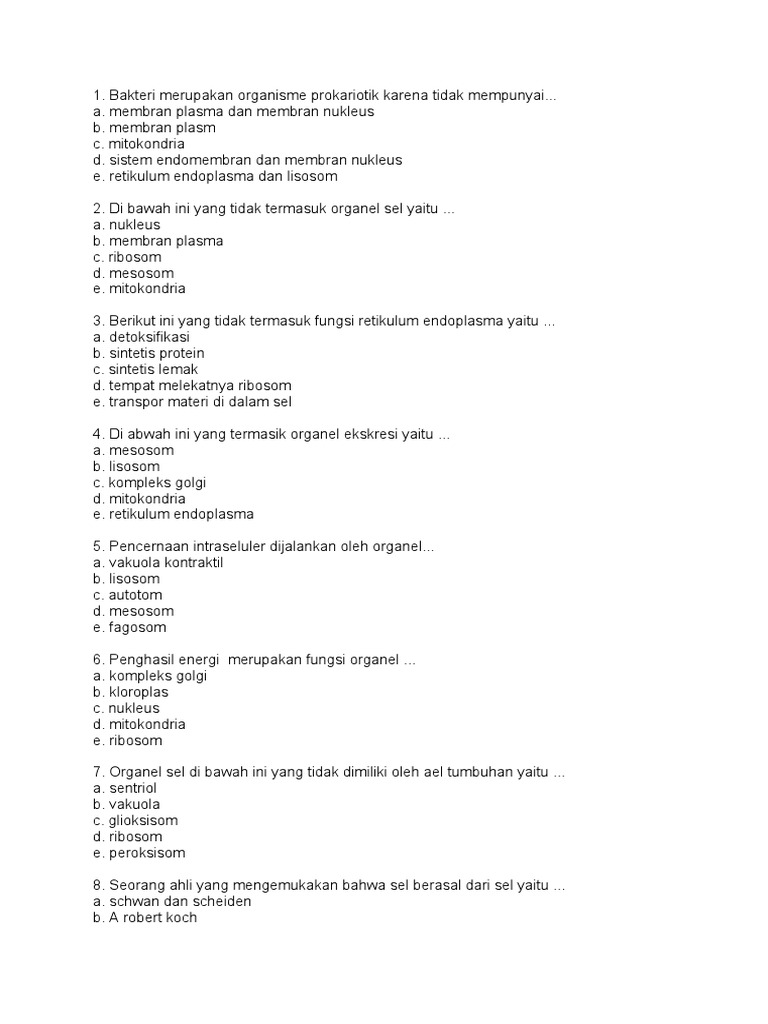 Soal Soal Organel Sel | PDF