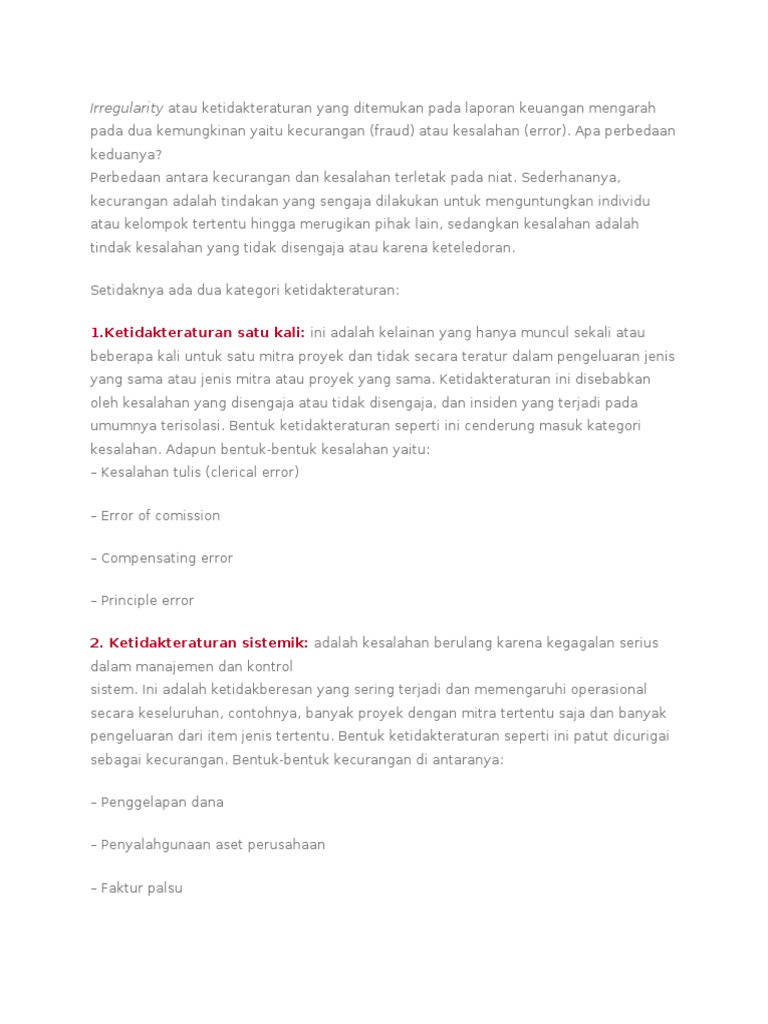 Error Vs Fraud | PDF