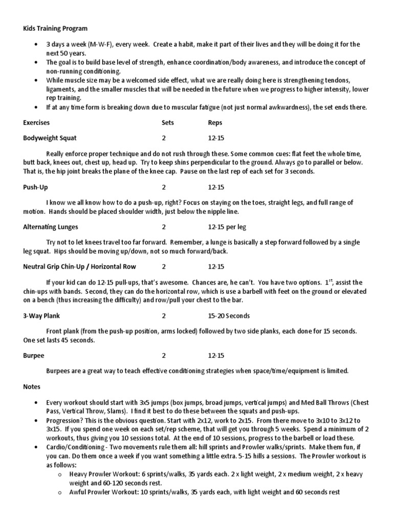 Kids Training Program | PDF | Human Anatomy | Sports