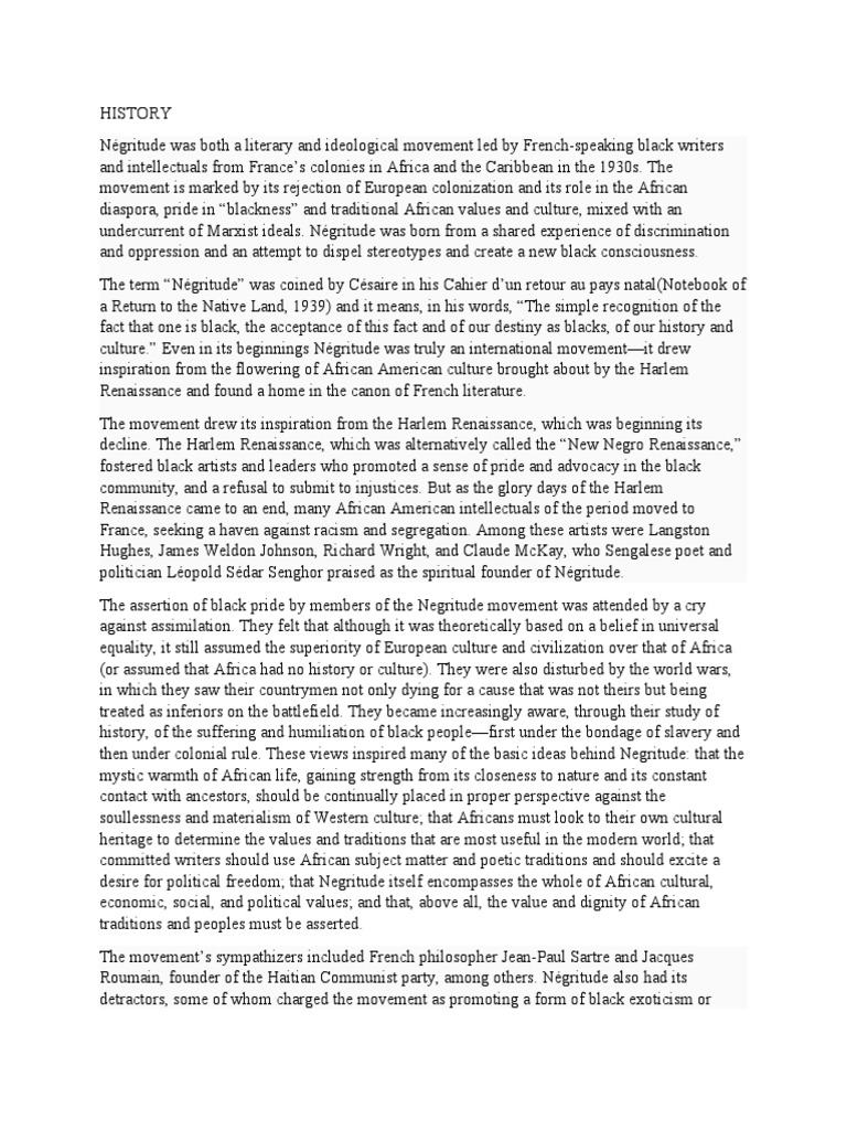 Negritude Movement | PDF | Critical Theory | Poetry