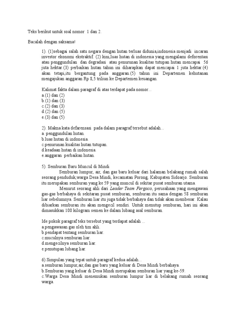 Teks Berikut Untuk Soal Nomor 1 Dan 2 | PDF