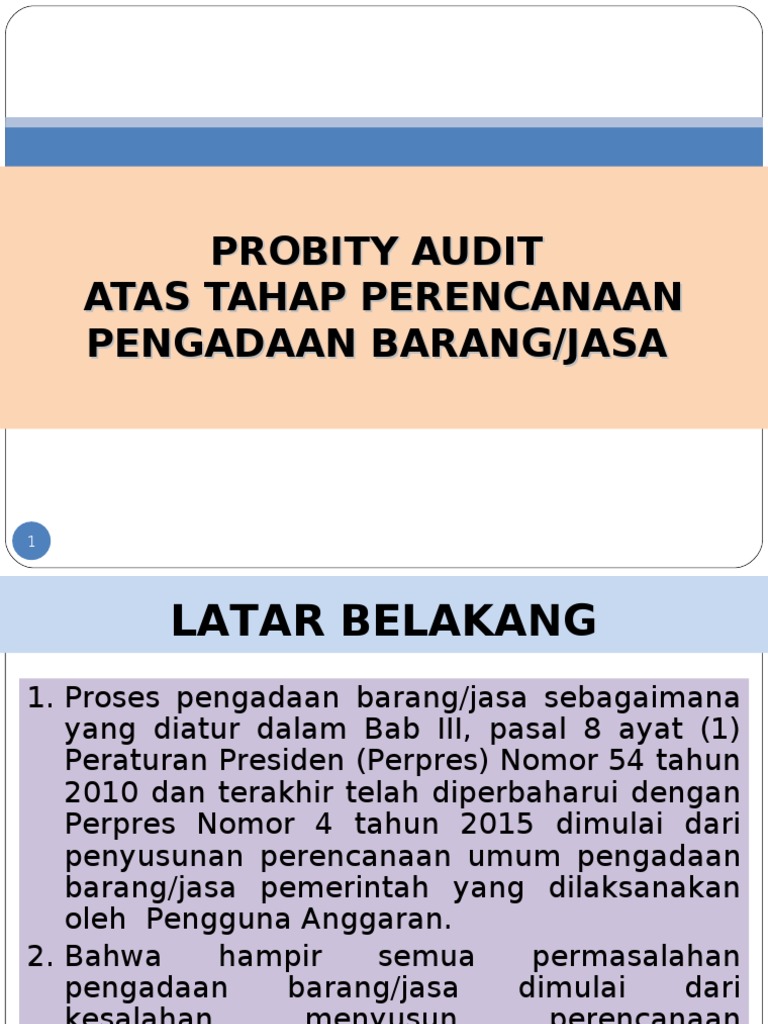 1.probity Audit Perencanaan (2016) Ok | PDF