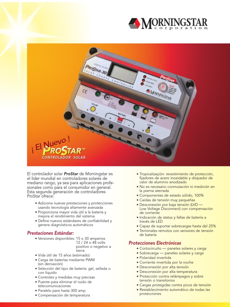 Morningstar ProStar-30 PDF | PDF | Cantidad | Electricidad