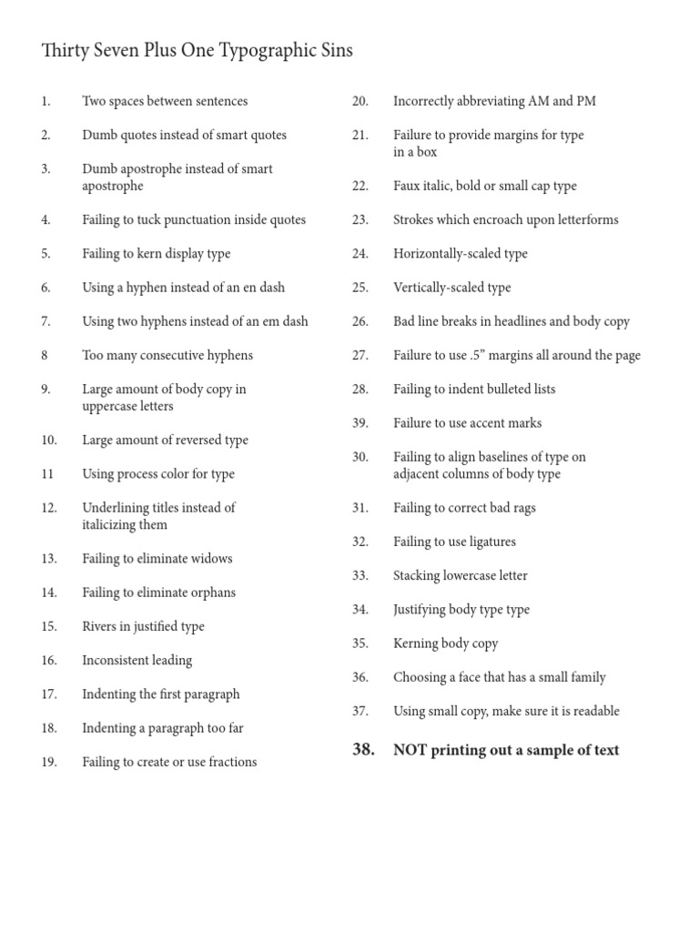 38 Typography Sins | PDF