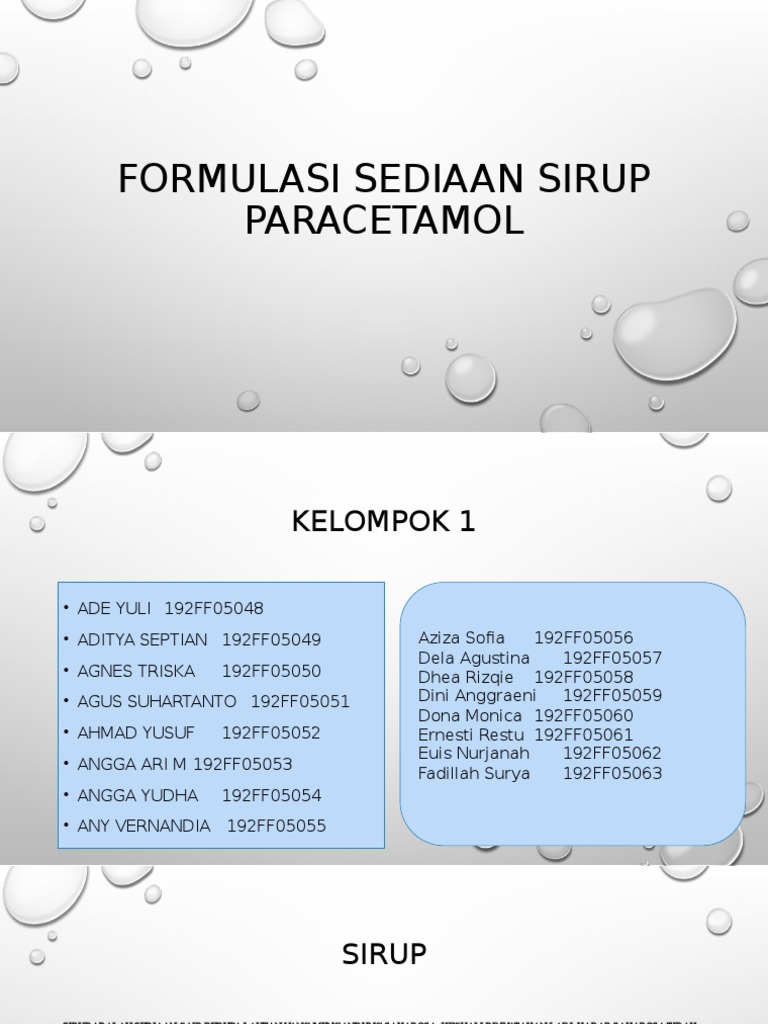 Formulasi Sediaan Sirup Parasetamol | PDF