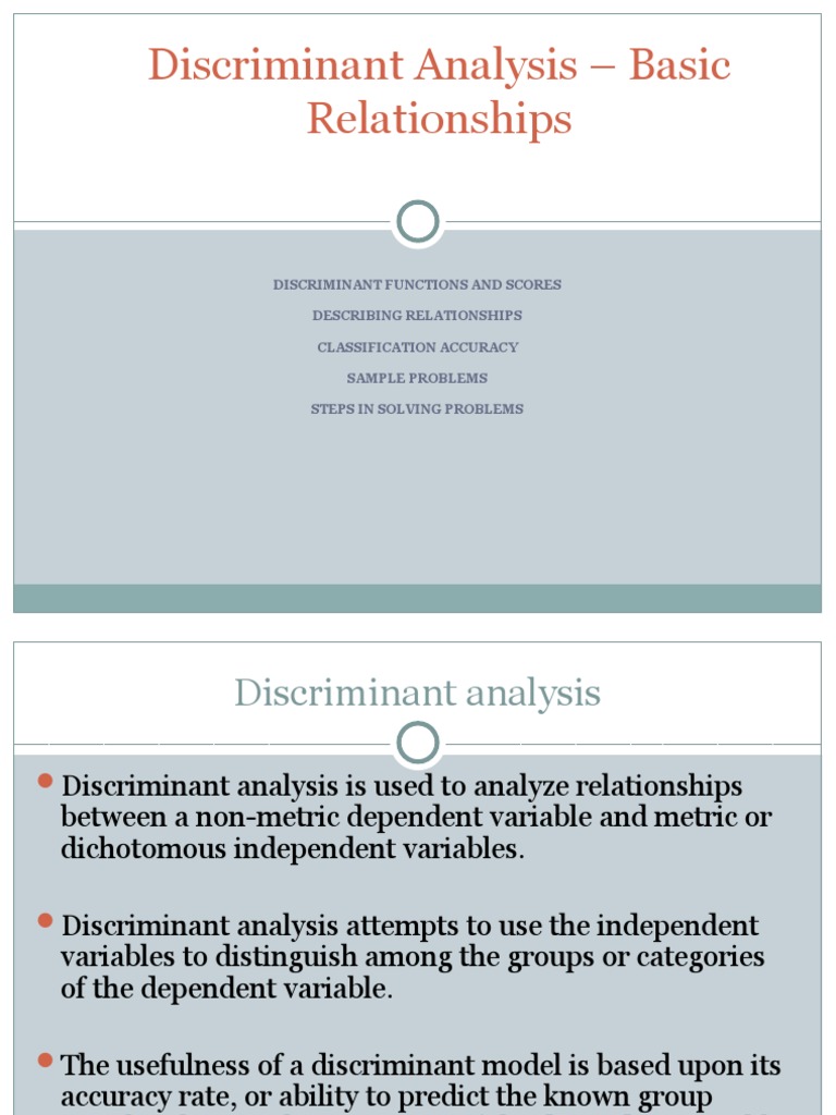 Why Discriminant Analysis Is Done | PDF | Dependent And Independent ...