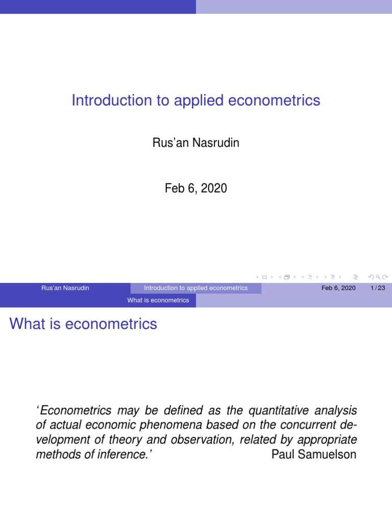 Applied Econometrics Overview | PDF | Econometrics | Endogeneity ...