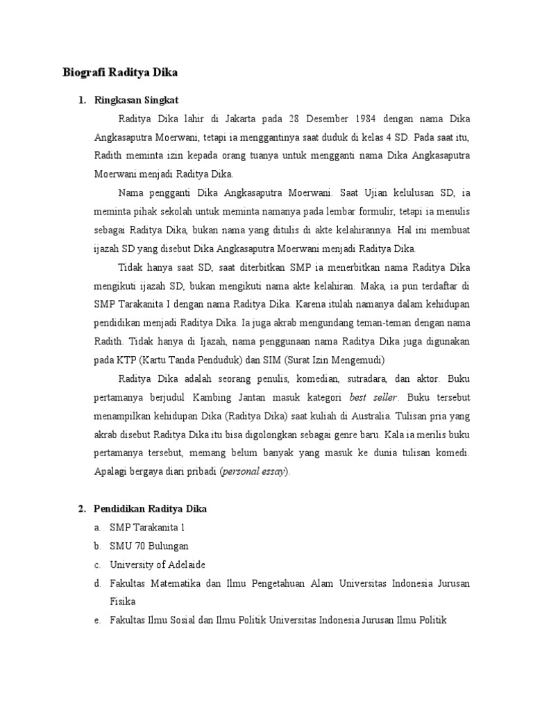 Biografi Raditya Dika | PDF