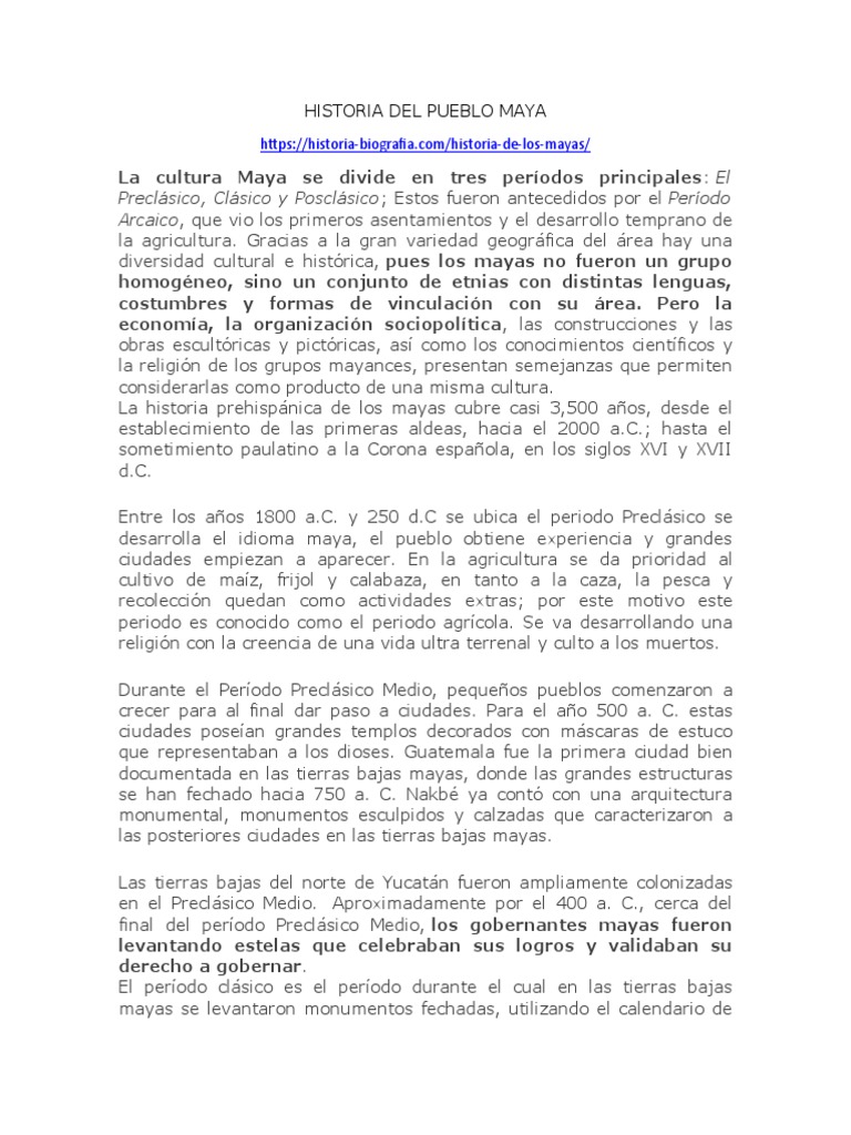 La historia de la cultura Maya desde sus orígenes hasta la conquista ...