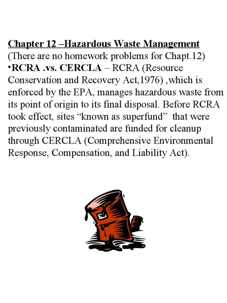 RCRA and CERCLA: Hazardous Waste Management | PDF | Hazardous Waste ...