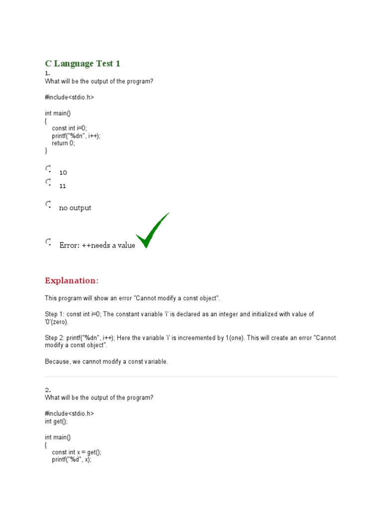 C Programming Mcq Pdf Pointer Computer Programming Integer