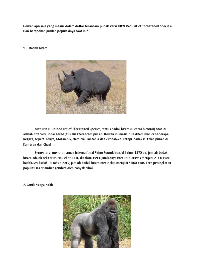 Daftar Hewan Dan Tumbuhan Kategori IUCN Dan CITES | PDF