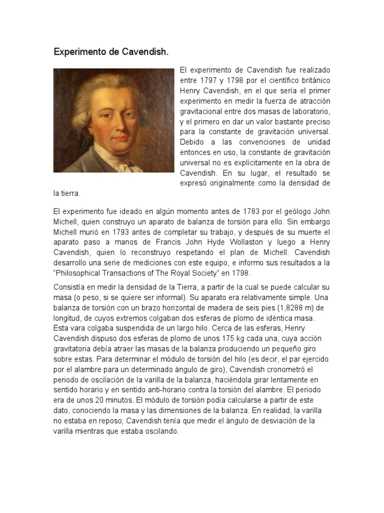Experimento de Cavendish | PDF | Cantidades fisicas | Masa